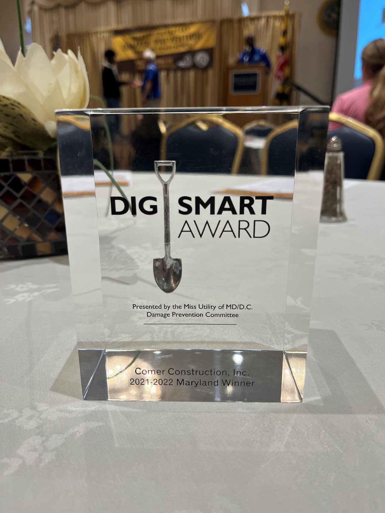 Comer Construction Wins 2022 Miss Utility Dig Smart Award