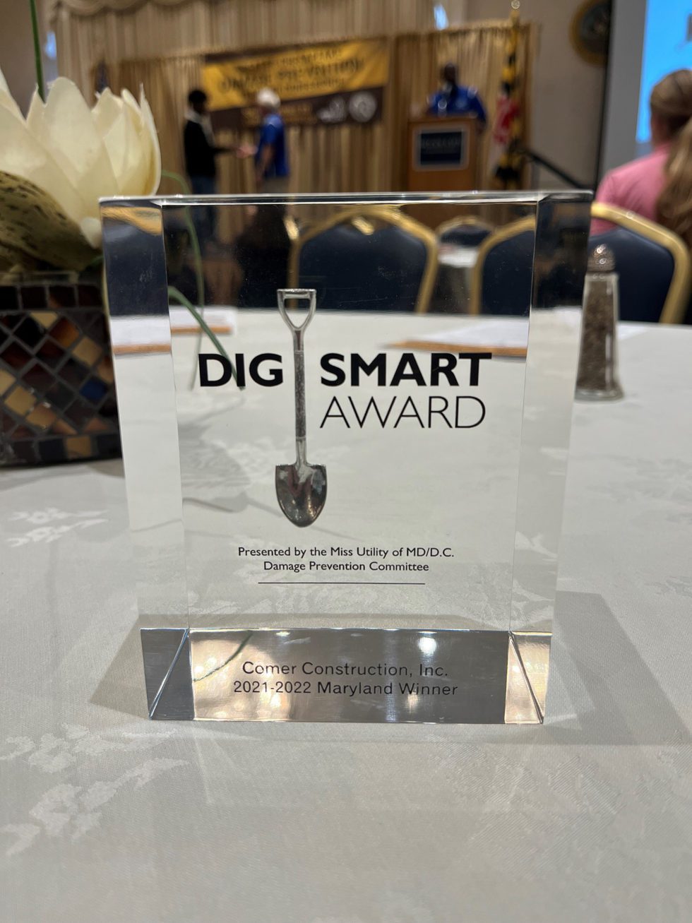 Comer Construction Wins 2022 Miss Utility Dig Smart Award